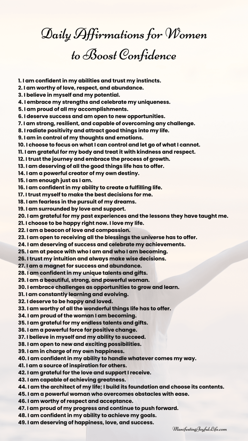 49 Inspiring Daily Affirmations For Women To Boost Confidence