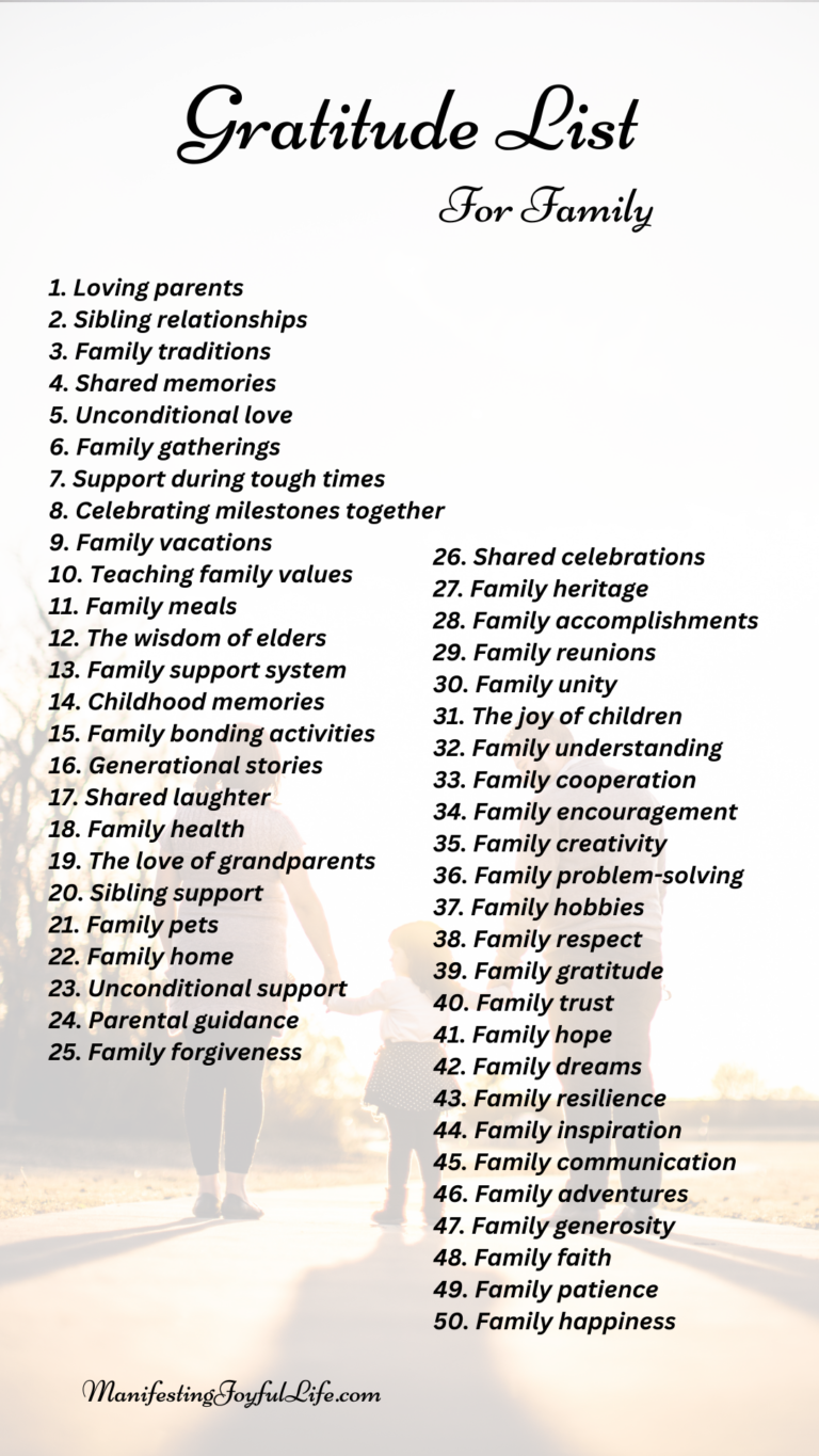 Gratitude List - 500 Things You Can Be Grateful For