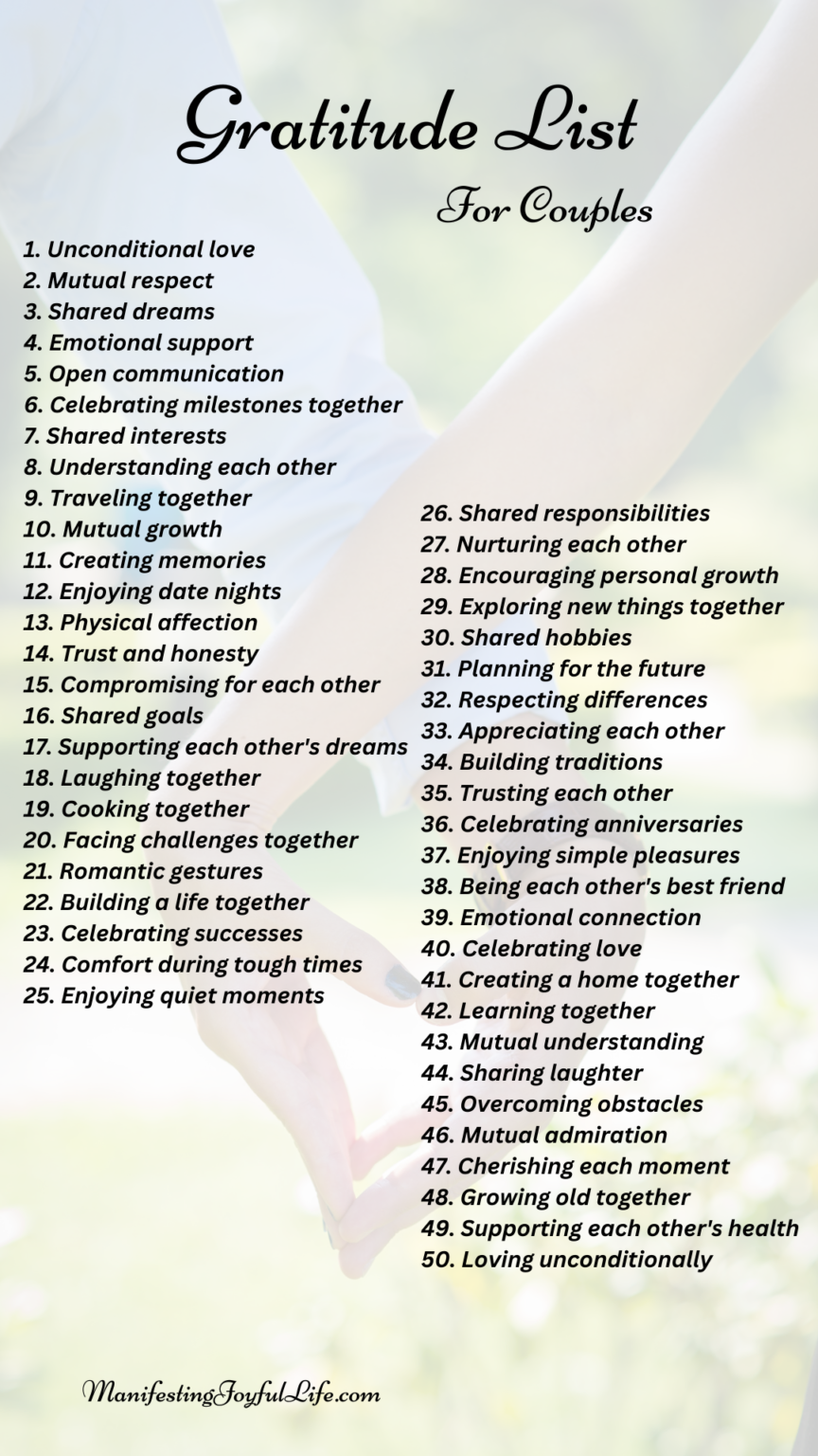 Gratitude List - 500 Things You Can Be Grateful For