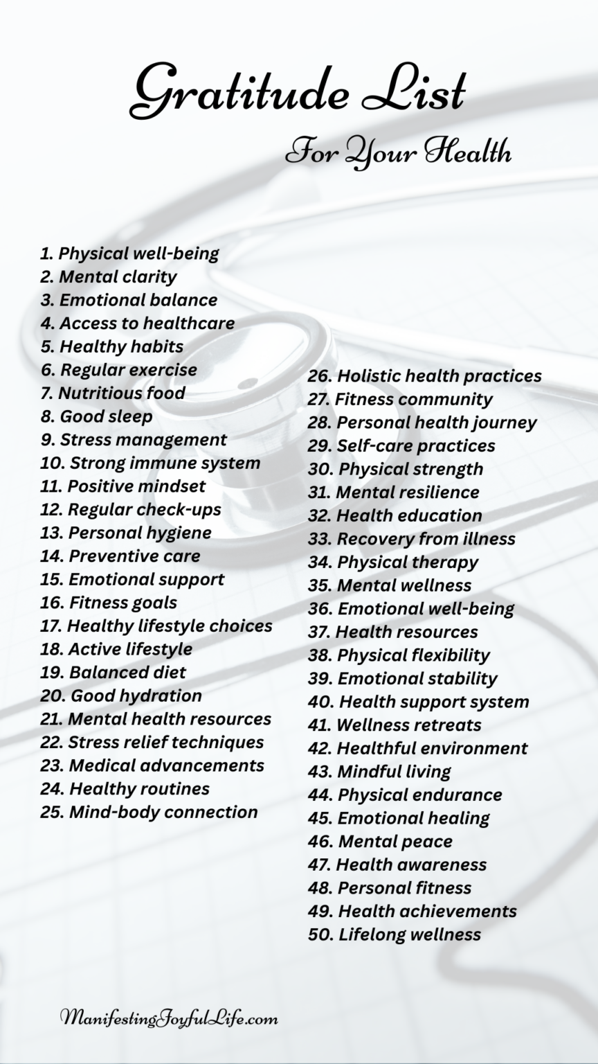 Gratitude List - 500 Things You Can Be Grateful For